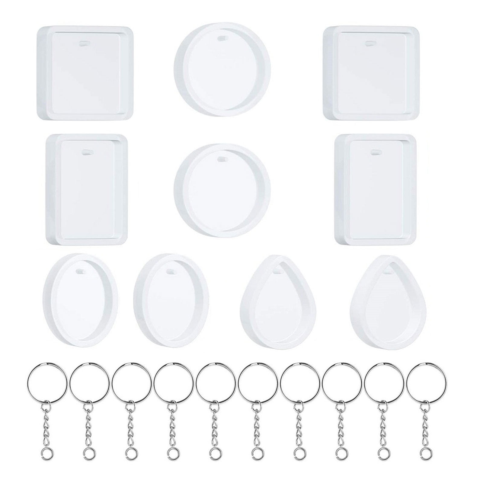 20 Pcs/Set Keychain Pendants with Hole Crystal Epoxy Resin Mold Water ...
