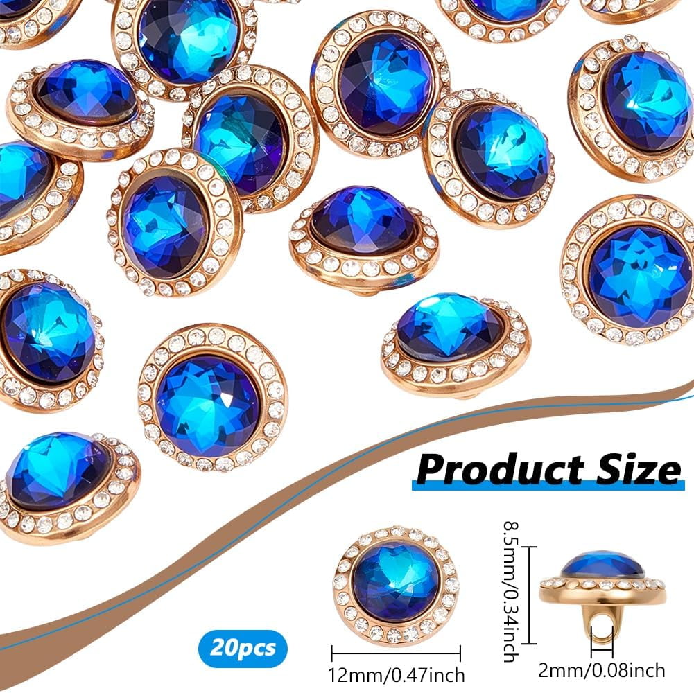 20 Pcs Shank Buttons Alloy Rhinestone Buttons for Sewing Shirts Dress ...