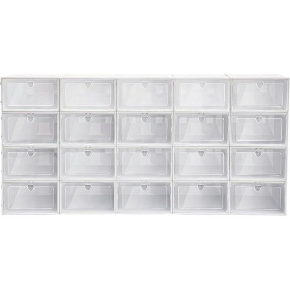 20 Pcs Shoe Storage Box,Clear Plastic Stackable Shoe Boxes,Snap ...