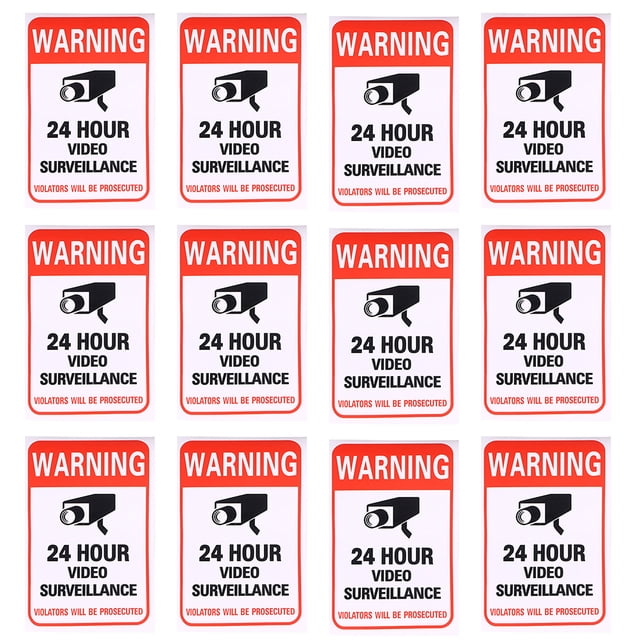 20 Pcs Sign Monitor Warning Stickers Adhesive Surveillance Sticker 15 ...