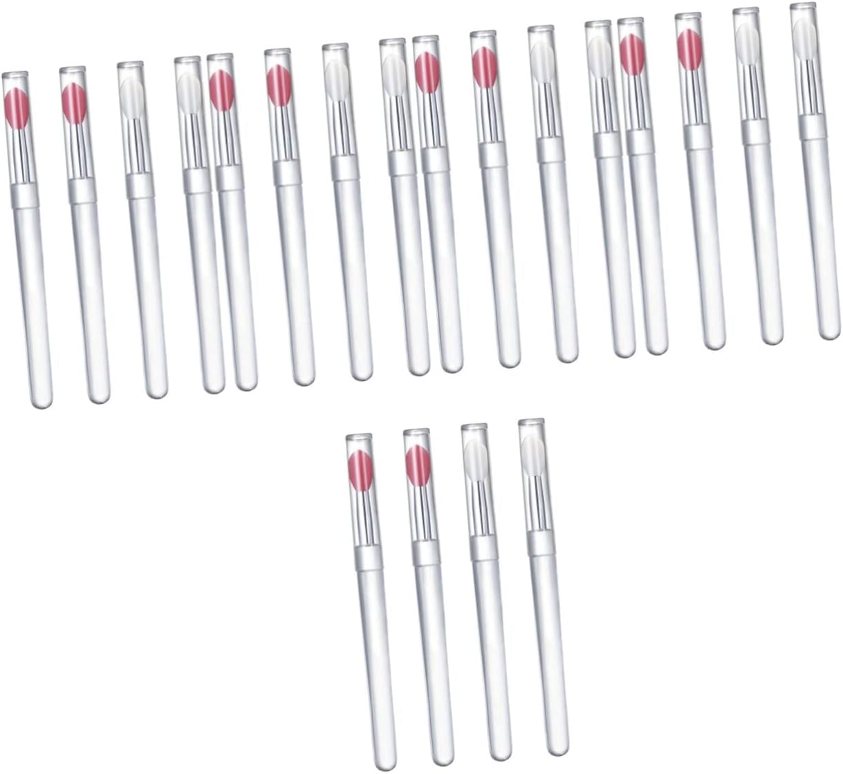 20 Pcs Silicone Lip Brush with Lid Silicone Makeup Applicator Makeup ...