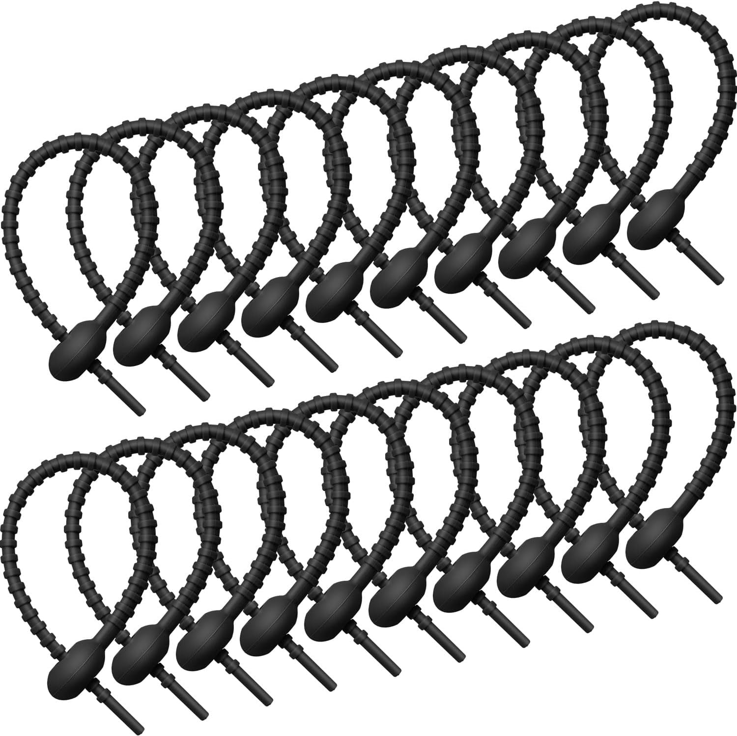 20 Pcs Silicone Zip Ties Bag Clip, Cable Ties, Cord Organizer, 8 Inch ...