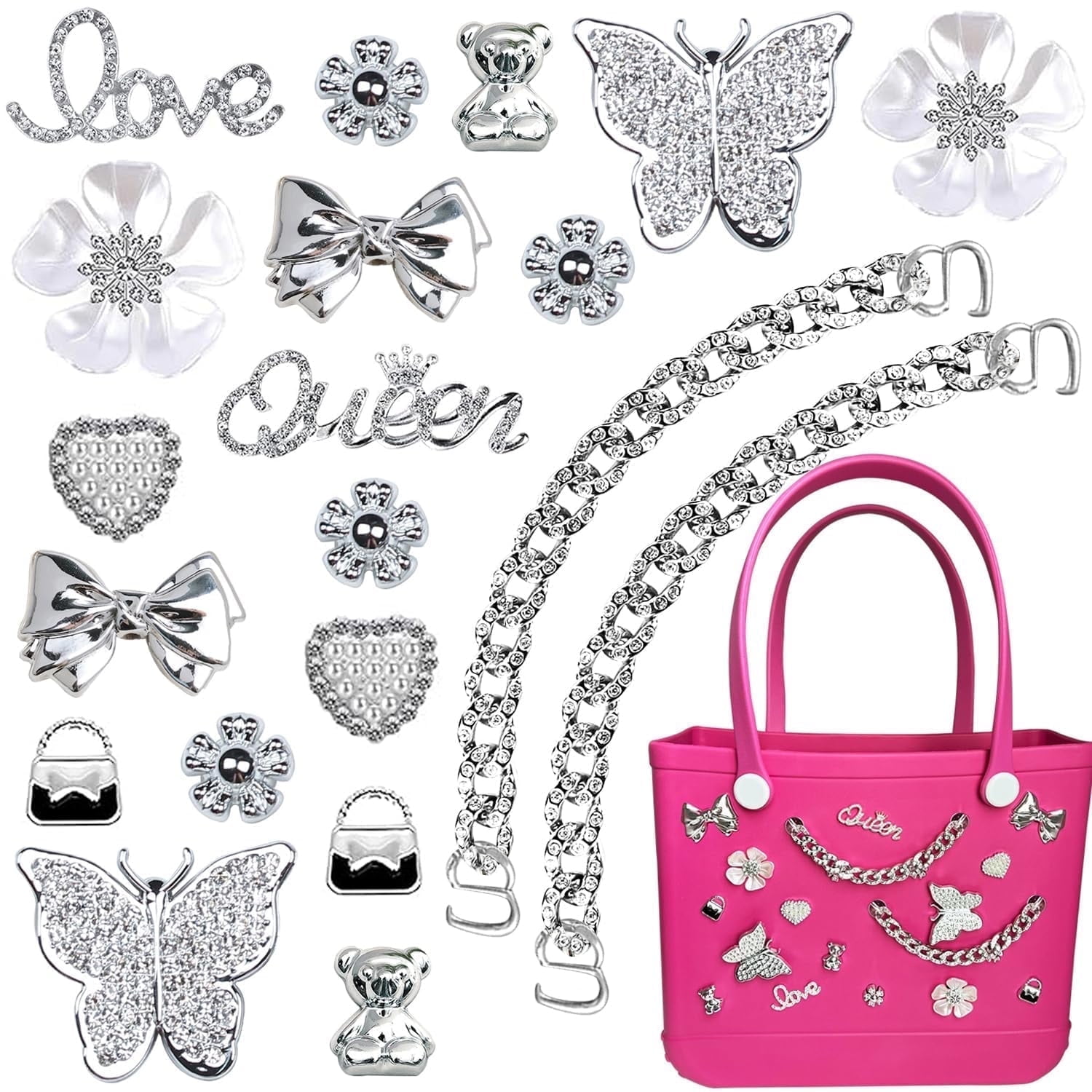 Style-Carry 20 Pcs Silver Plastic Charms Compatible with Bogg Bag ...