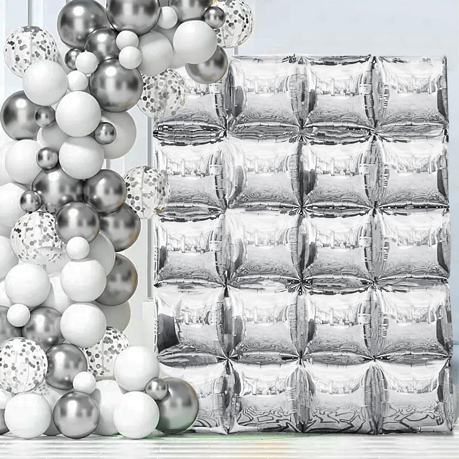 20 Pcs Silver Square Foil Balloon Metallic H2FSDSilver Chrome Flat ...