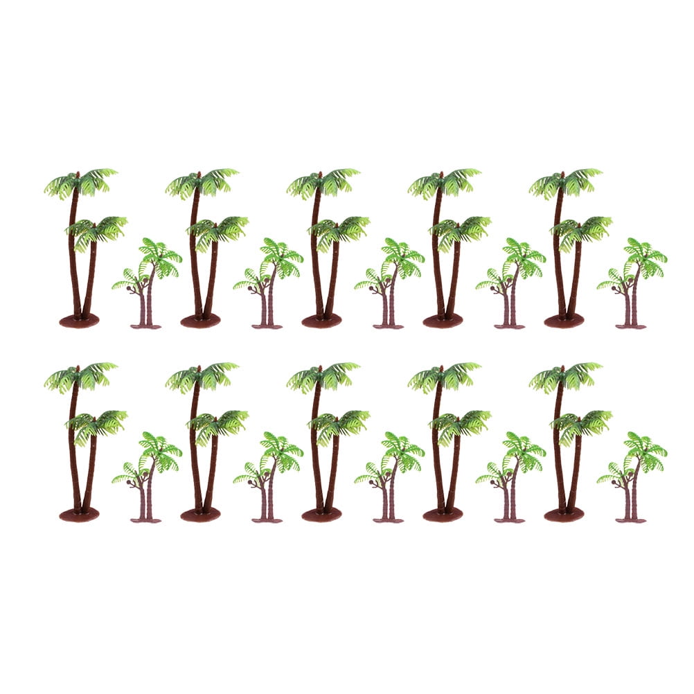20 Pcs Simulation Plastic Palm Tree Model Cake Layout Props Topper ...