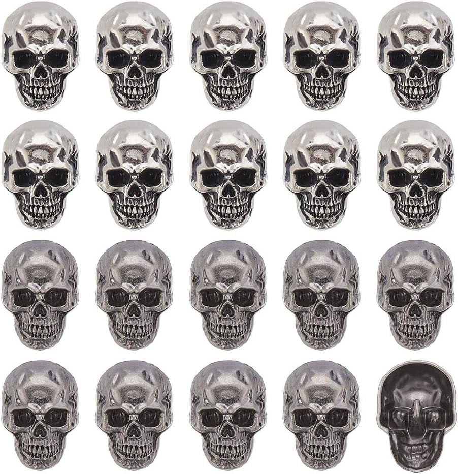 20 Pcs Skull Alloy Buttons Metal Skeleton Buttons Halloween Skull Shape ...