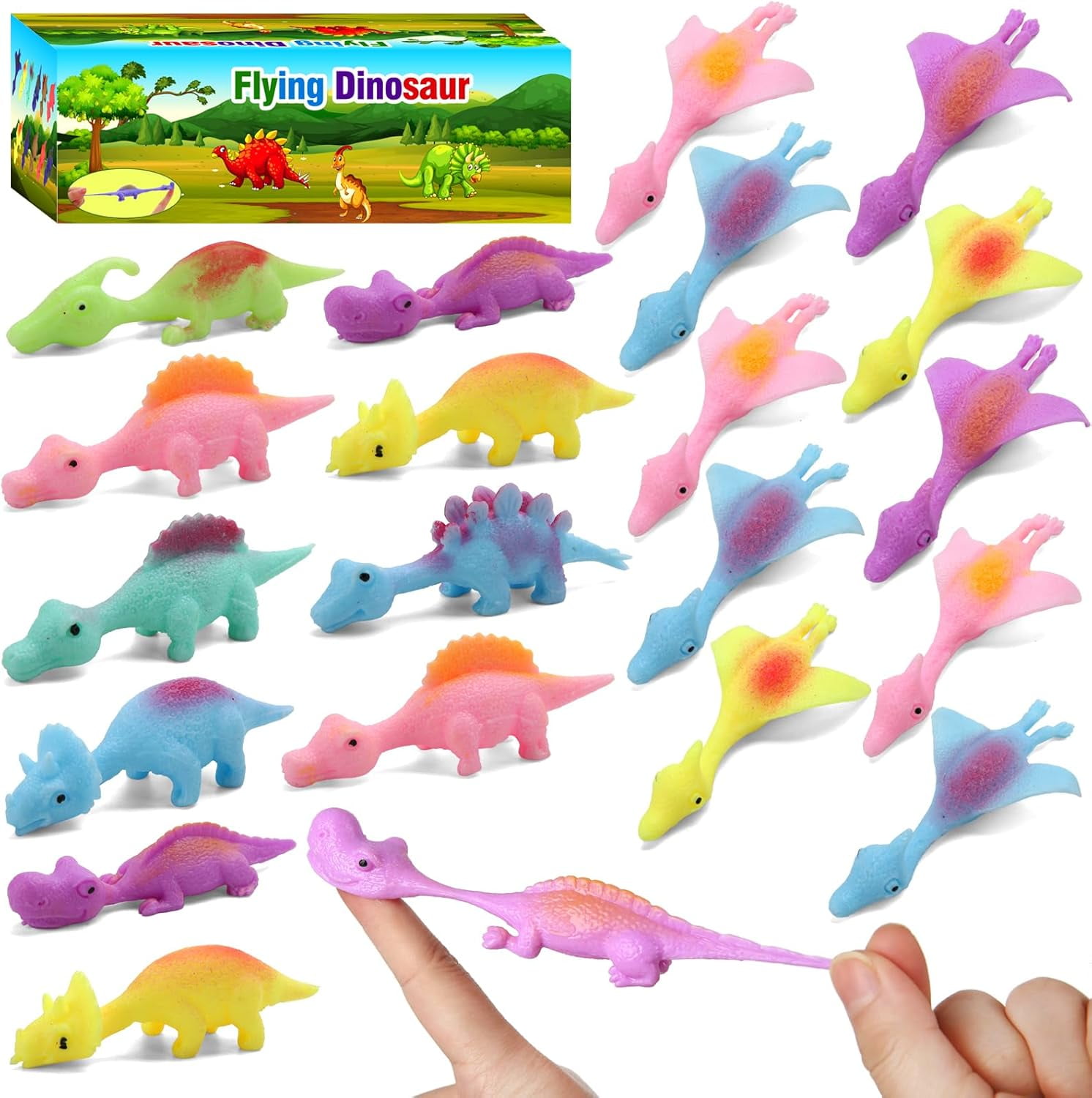 20 Pcs Slingshot Dinosaur Finger Toys, Party Favors for Kids Sticky ...