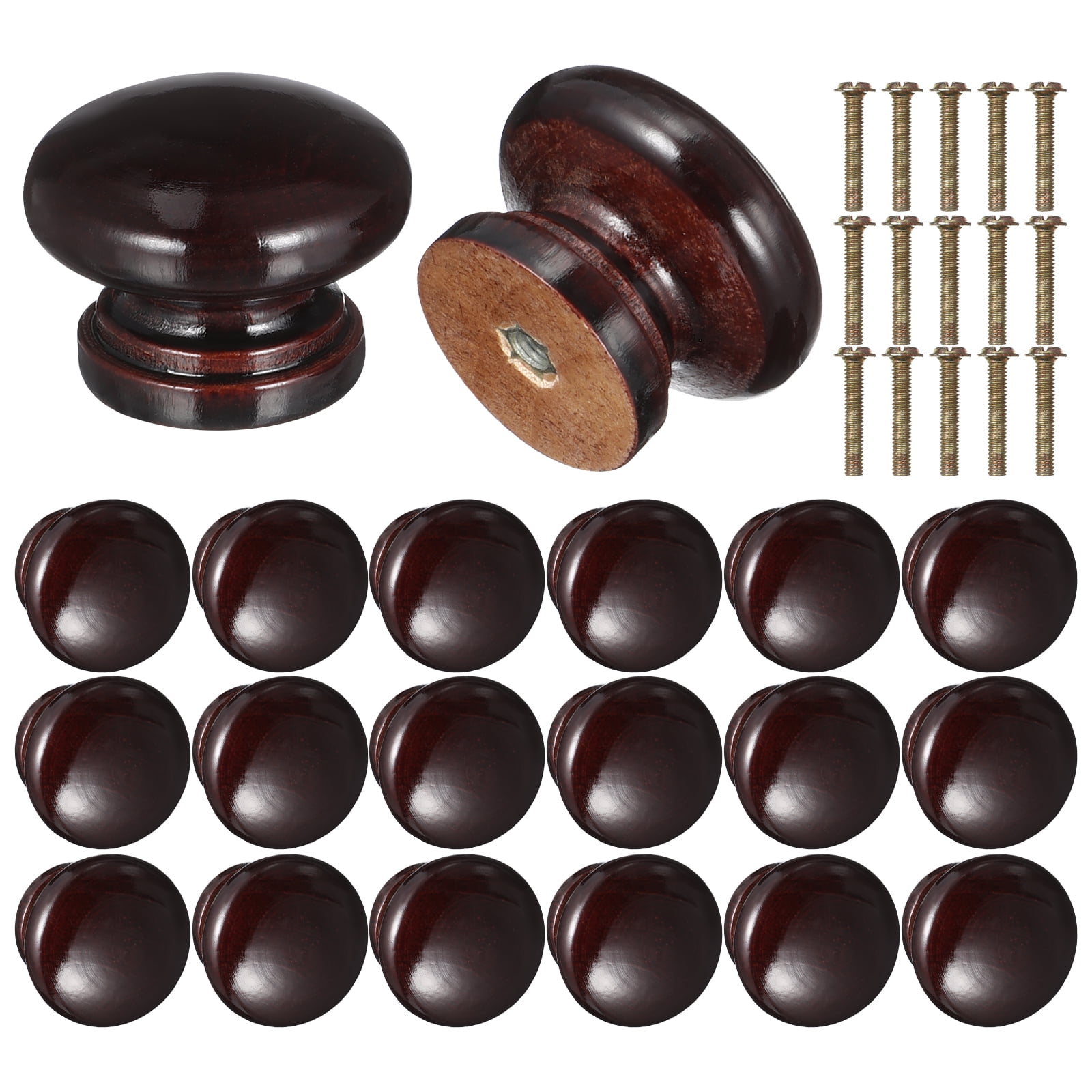 20 Pcs Solid Wood Handle Drawer Handles Single Hole Cabinet Knobs ...