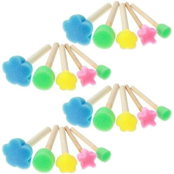 20 Pcs Sponge Brushes for Painting, Round Flower Sponges Brush Set for ...