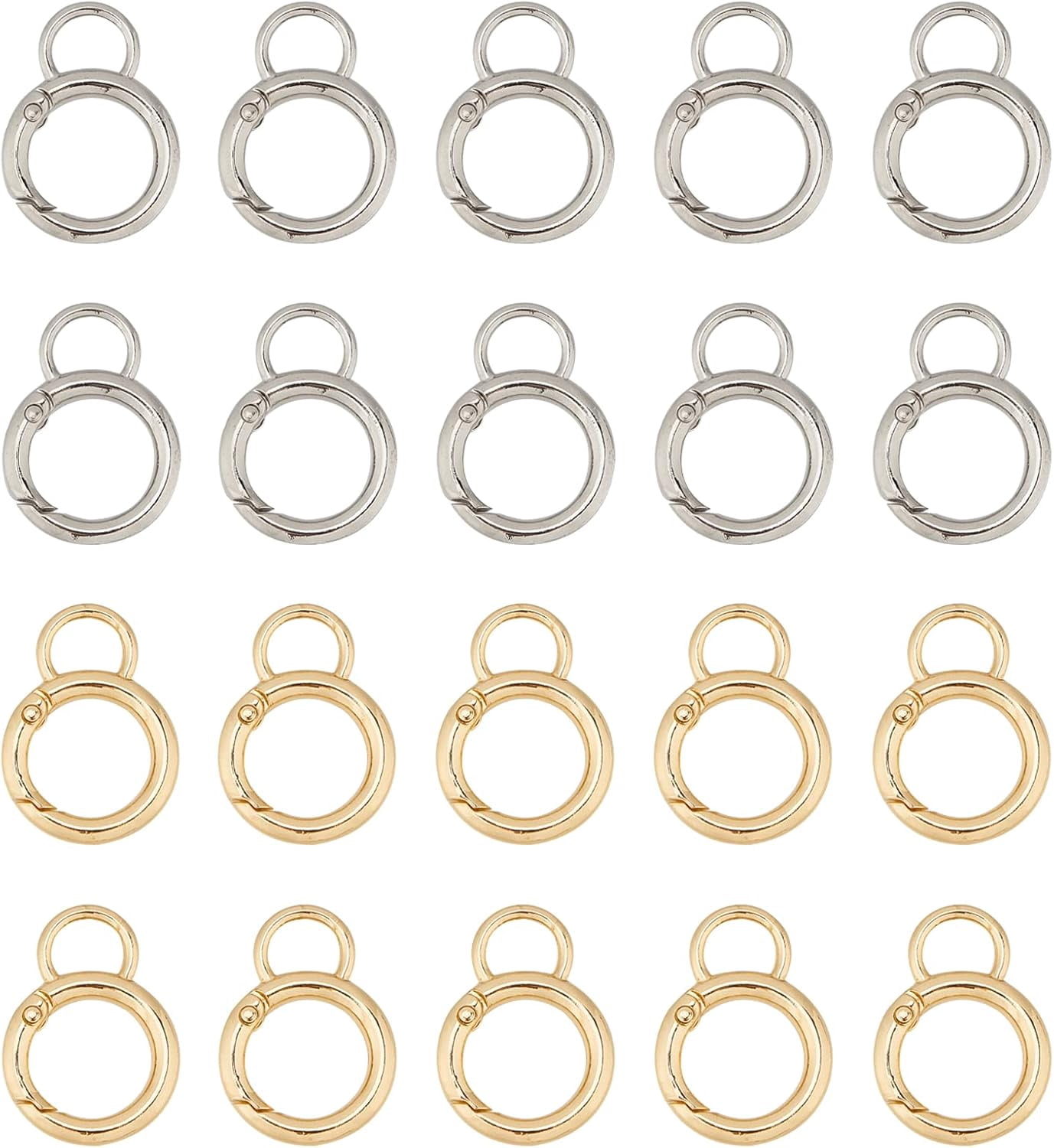 20 Pcs Spring O Rings 2 Colors Alloy Spring Gate 9x7mm O Ring Round ...