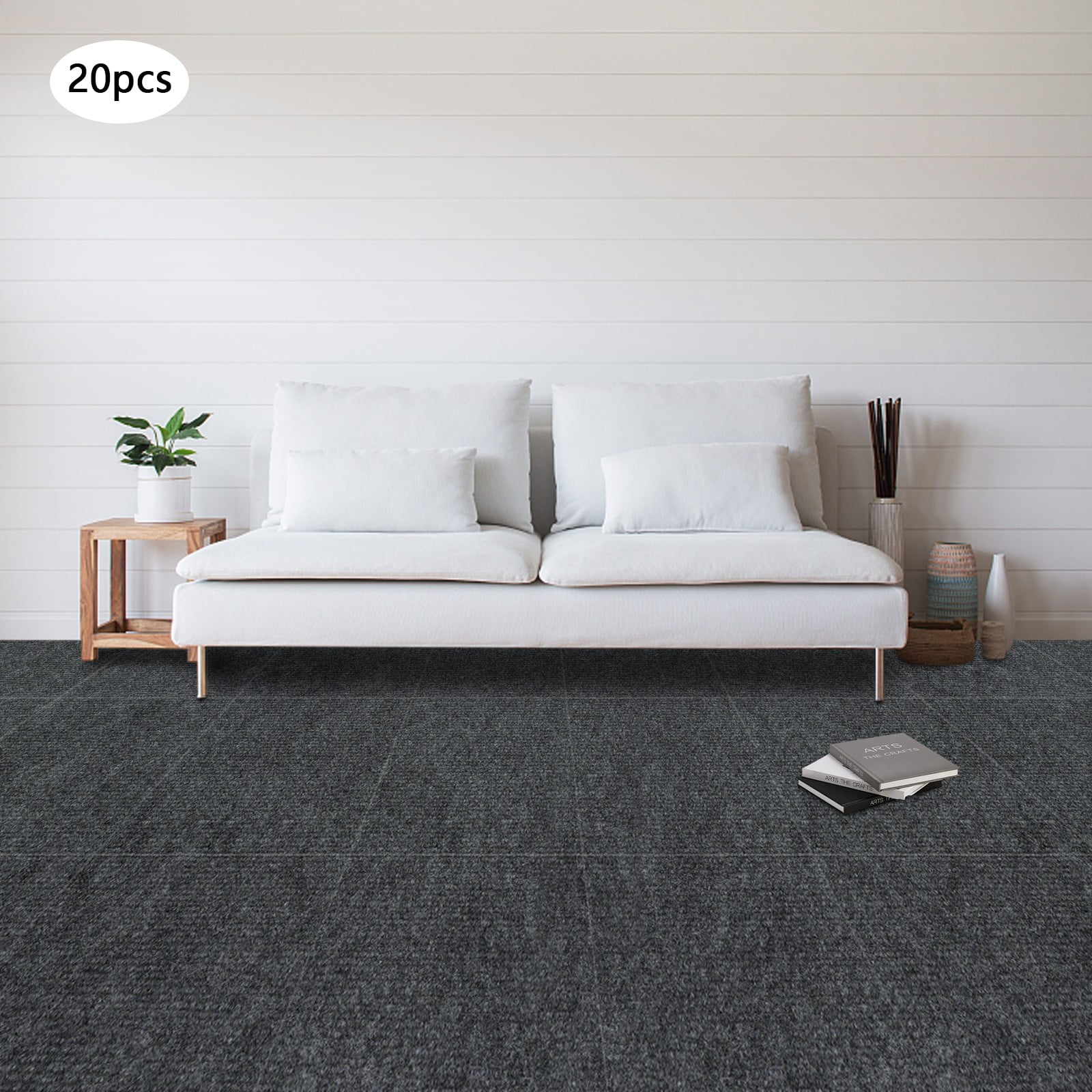 20 Pcs Square Carpet, Peel and Stick Floor Carpet, Self-Adhesive Carpet ...