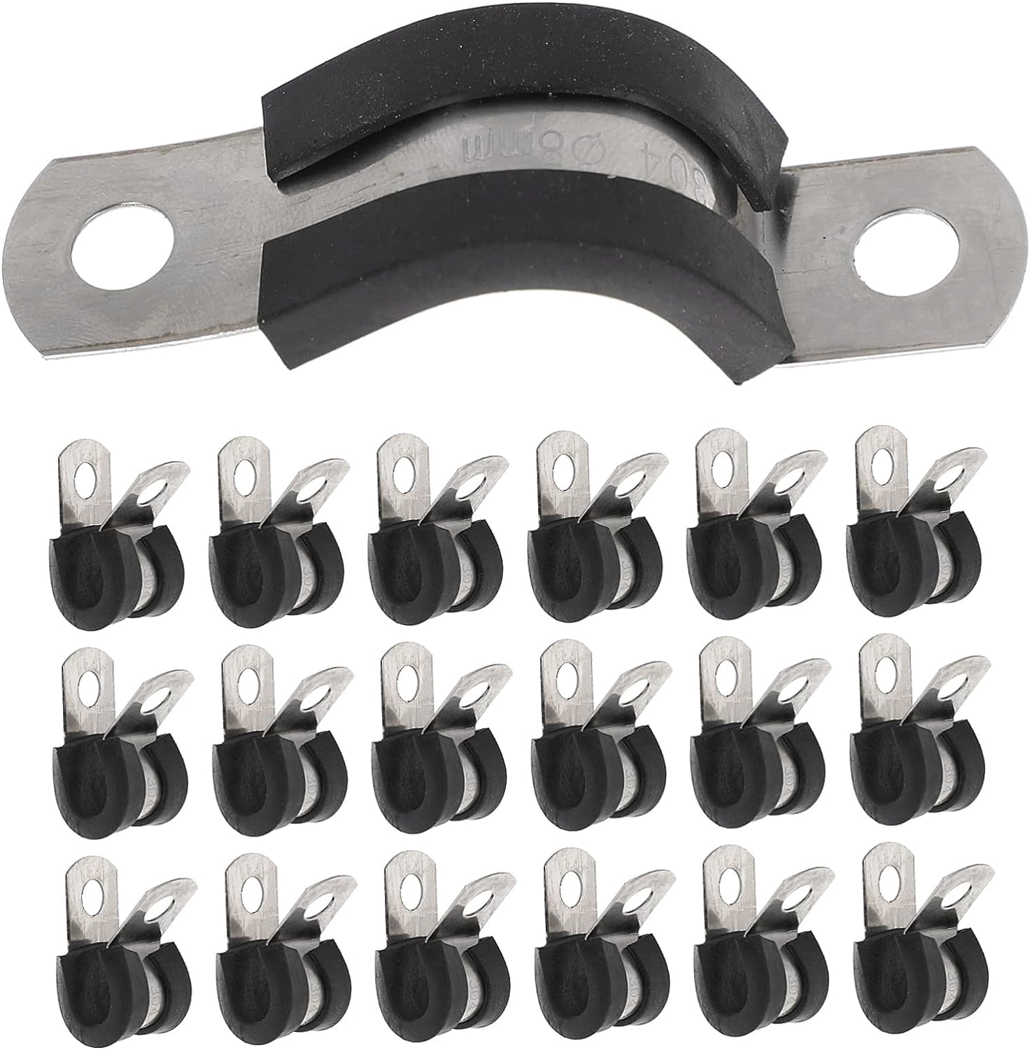 20 Pcs Stainless Steel Cable Clamp Wire Clamp Steel Cable Clamps Rubber ...
