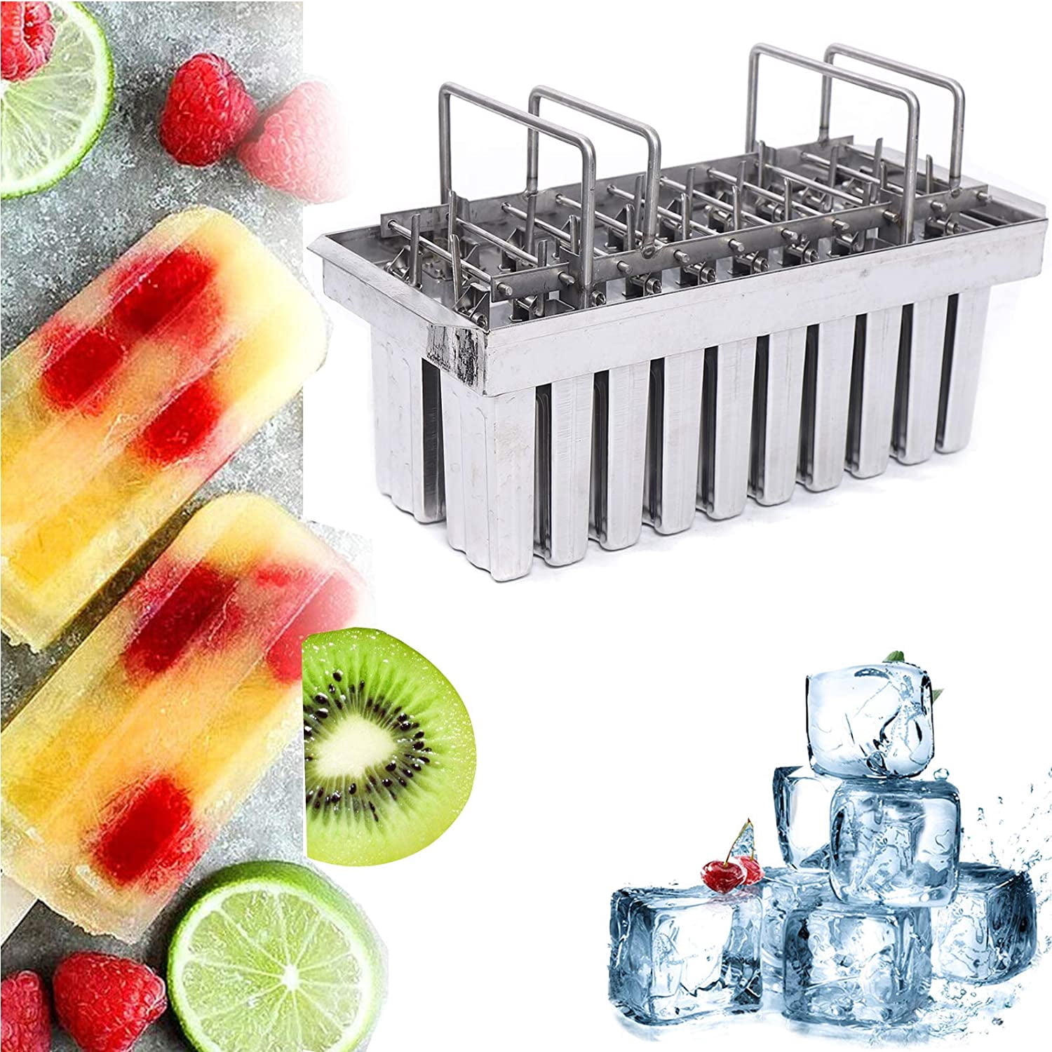 20 Pcs Stainless Steel Ice Lolly Popsicle Molds Kit DIY Frozen Ice ...