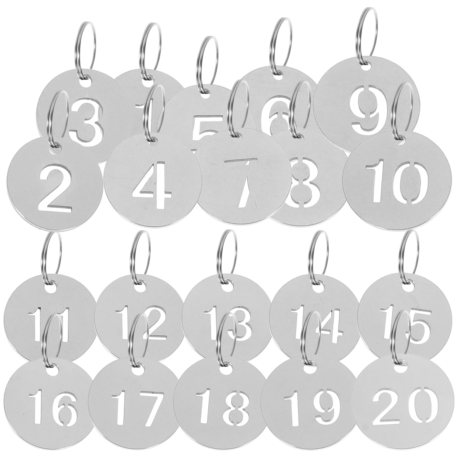 20 Pcs Stainless Steel Number Plate Slotted Key Tag Numbered Locket ...