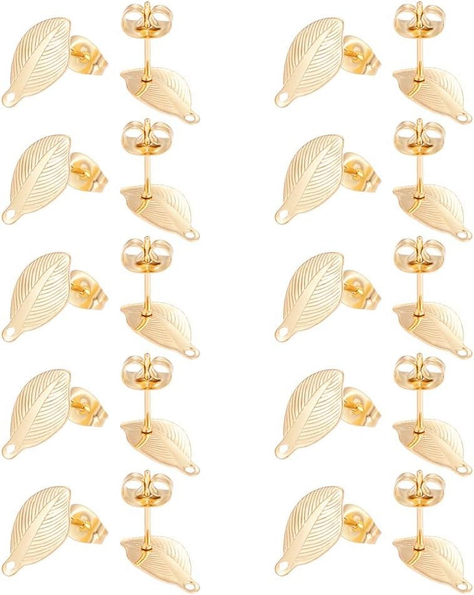 20 Pcs Stainless Steel Stud Earring Findings Leaf Stud Earring Post ...