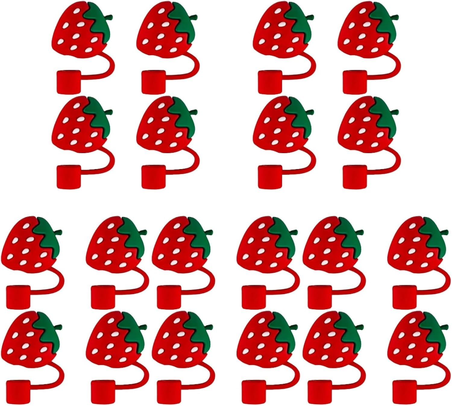 20 Pcs Strawberry Straw Plugs Cup Straw Cover Plug Reusable Straw ...