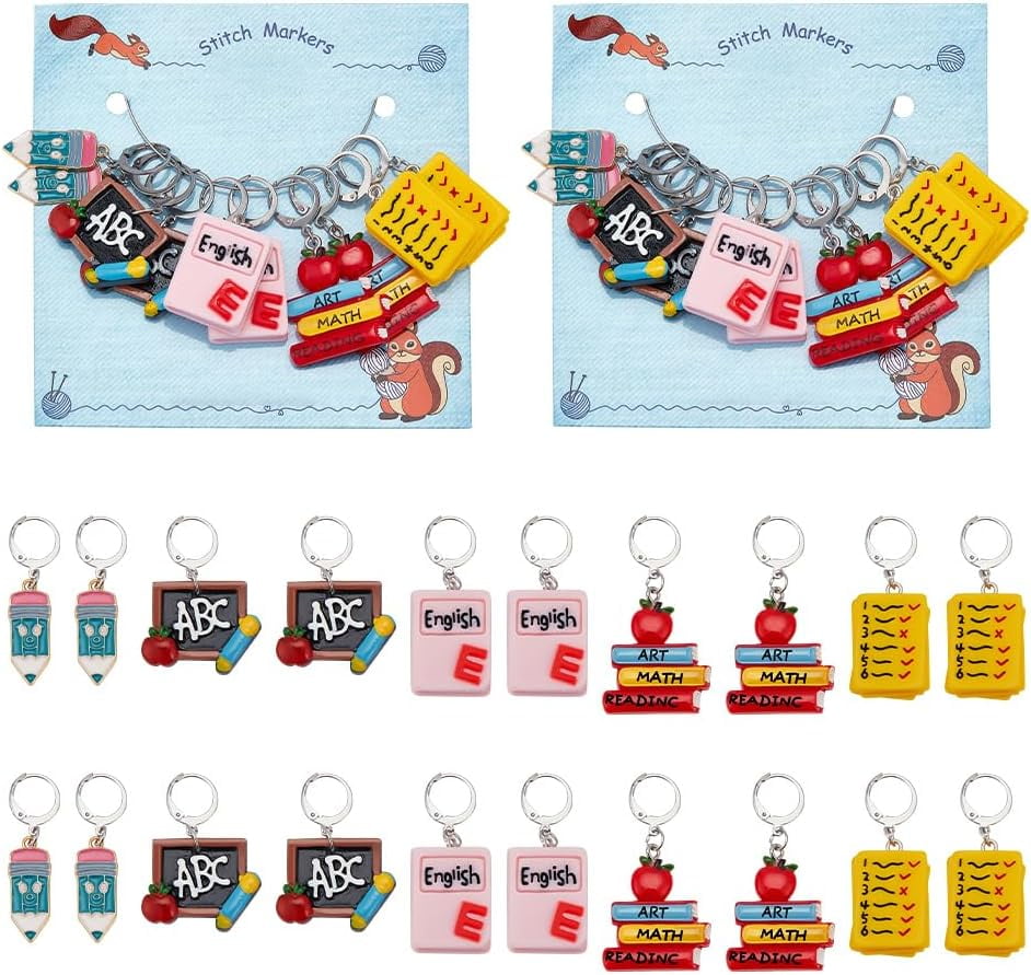 20 Pcs Study Theme Stitch Markers Books Pencils Crochet Stitch Marker ...
