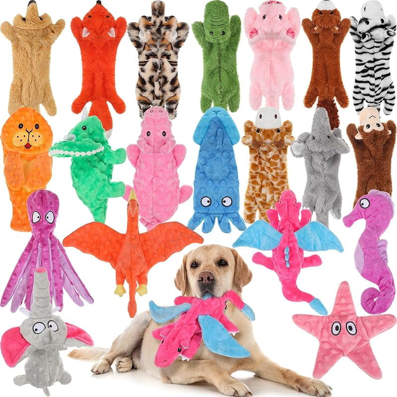 20 Pcs No Stuffing Dog Squeaky Toys Bulk for Aggressive Chewers ...