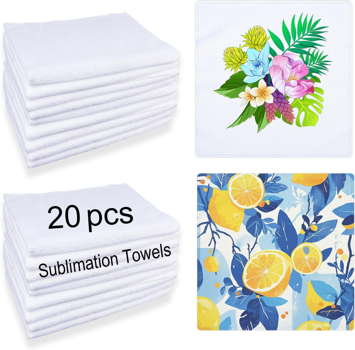 20 Pcs Sublimation Towels Blank,12 x 12 Inch DIY Microfiber Sublimation ...