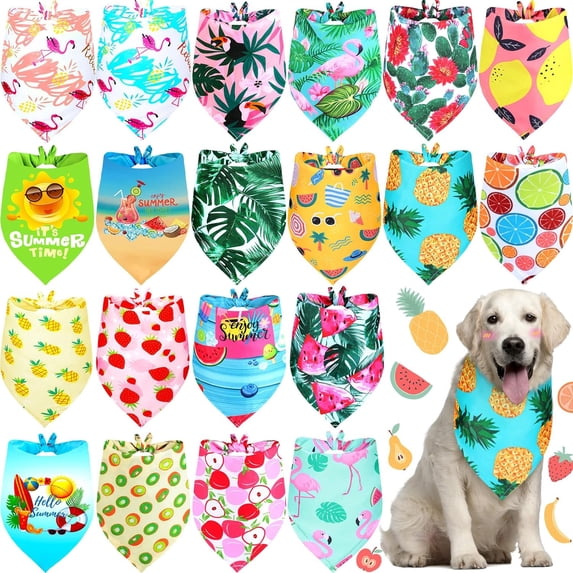 20 Pcs Summer Spring Dog Bandanas Hawaiian Style Washable Triangle Pet ...