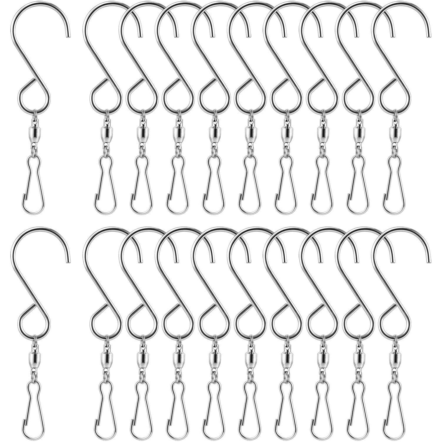 20 Pcs Swivel Hooks Clips Topboutique S-Hook Bearing Hooks Stainless ...