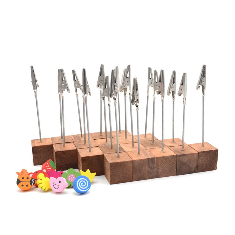 20 Pcs Table Number Holders Photo Holder, Wood Place Card Holder ...