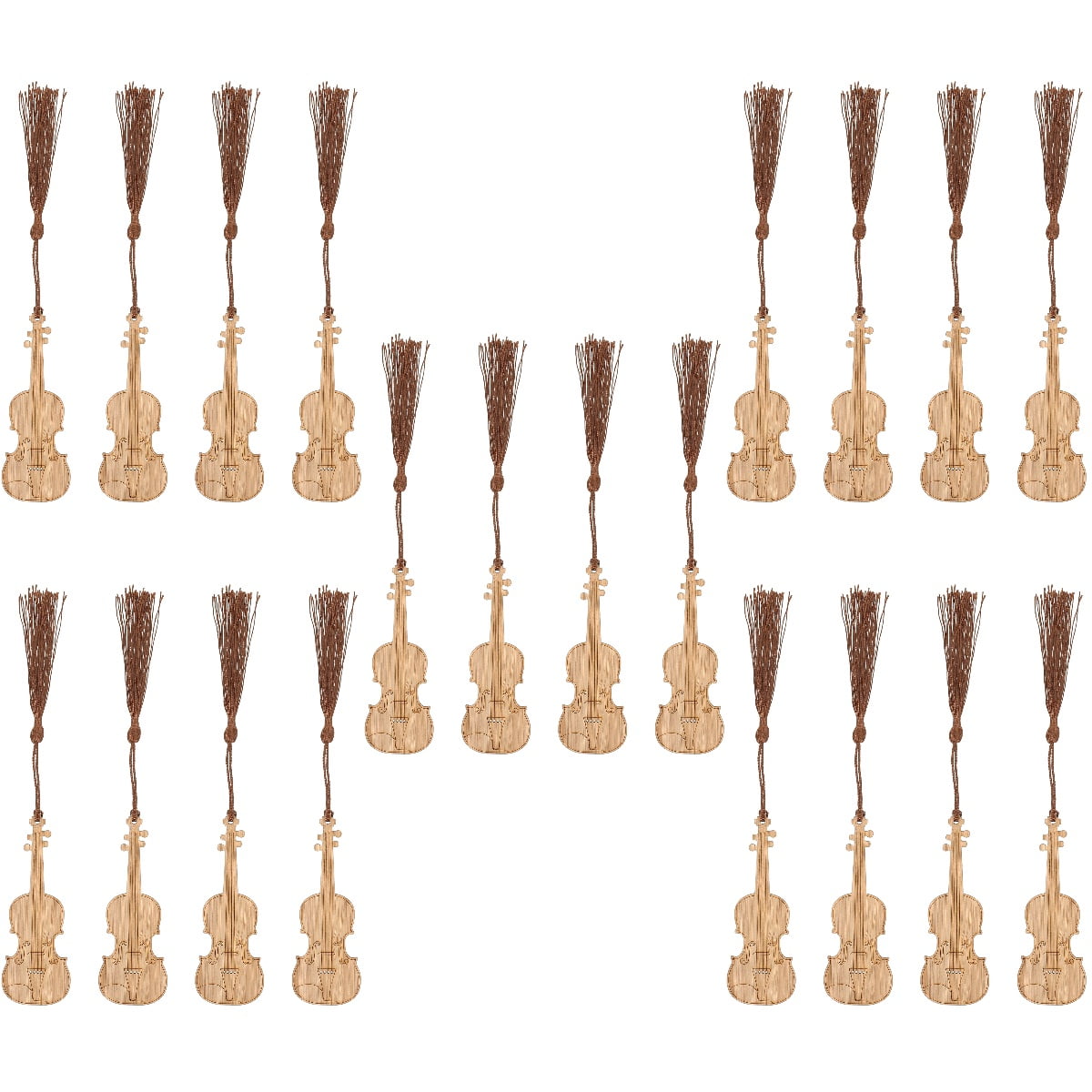 20 Pcs Tassel Design Bookmarks Violin Shape Bamboo Bookmarks Violin ...
