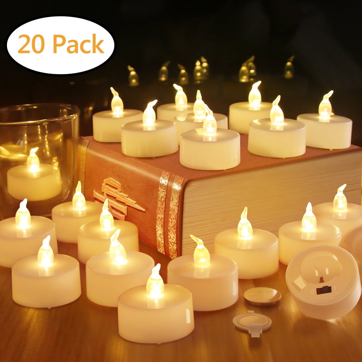 20 Pcs Tea Lights Flameless Candles LED TeaLight Fake Candles Battery ...