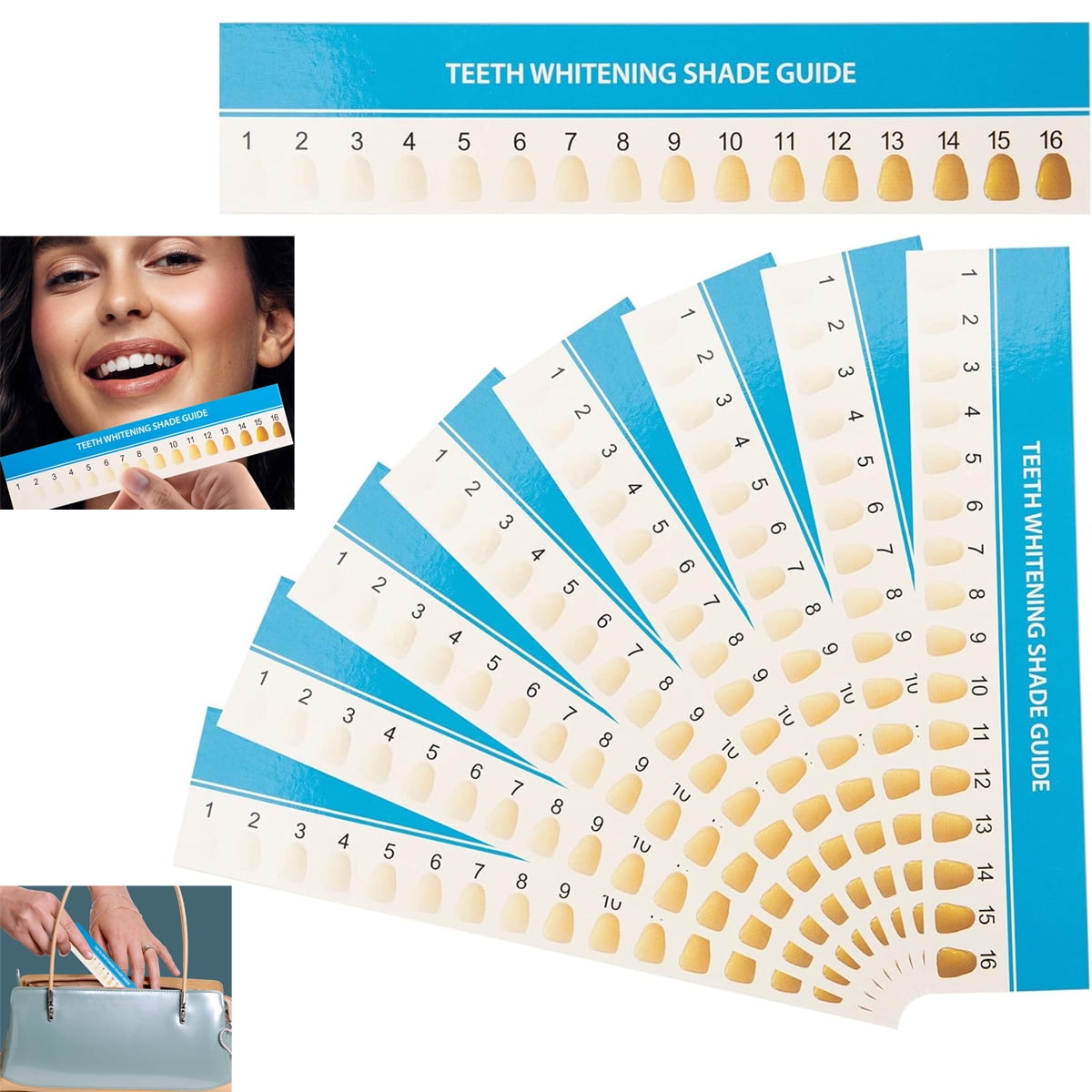 20 Pcs Teeth Shade Guide,Tutuviw Teeth Whitening Shade Guide Paper ...
