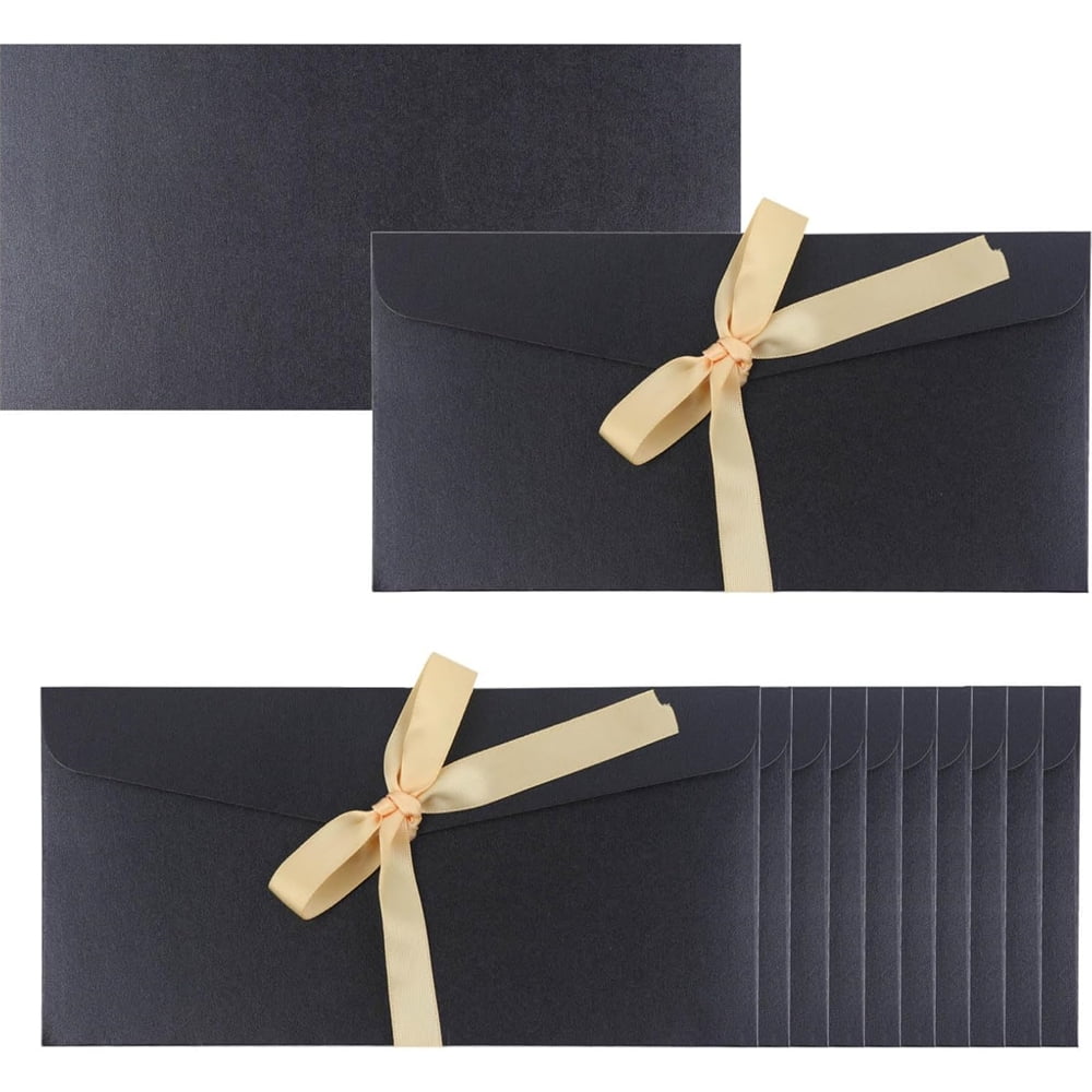 20 Pcs Thick Paper Envelopes with Bow Tie Closure Topboutique Black ...