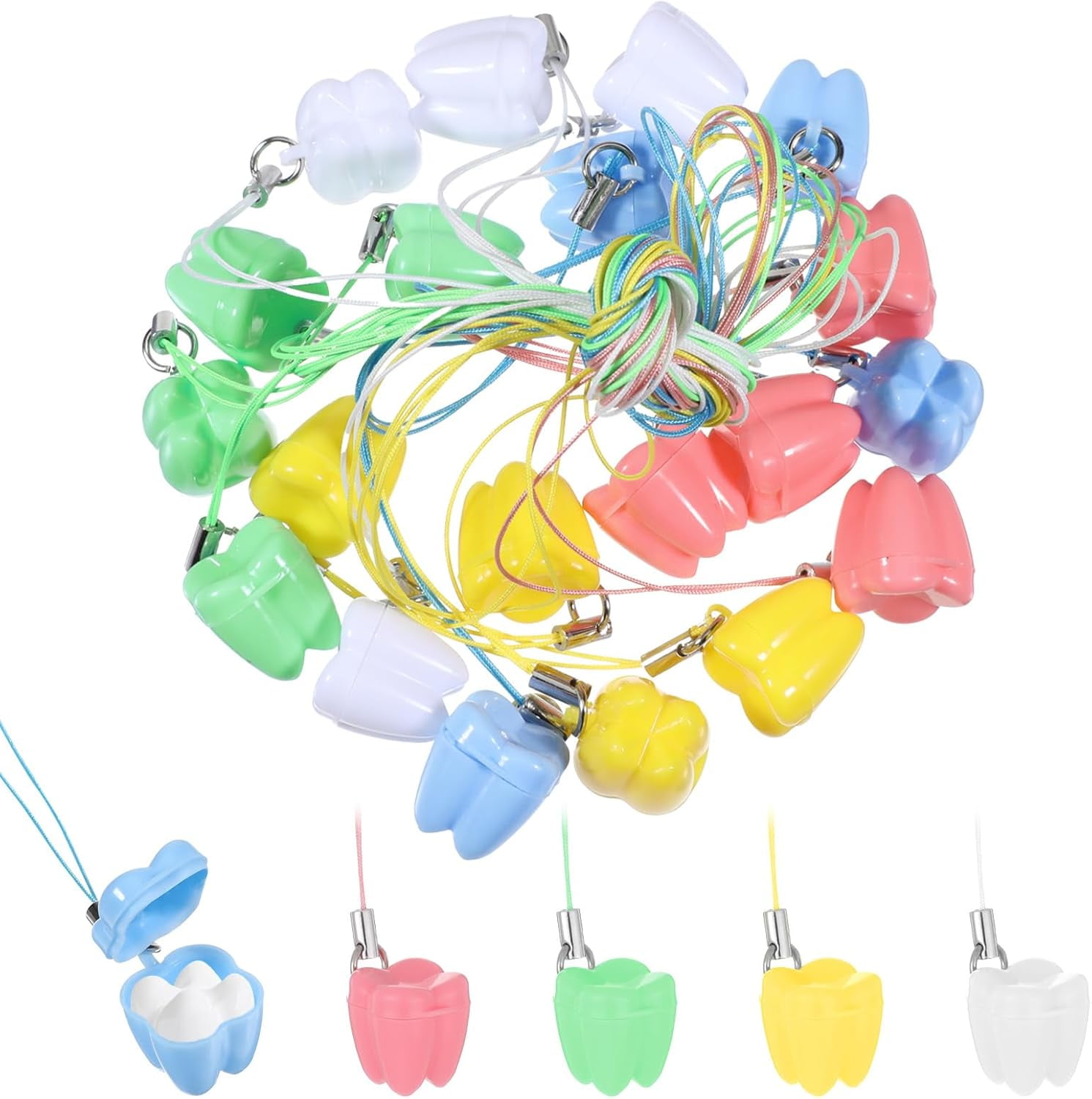 20 Pcs Tooth Necklace Boxes For Lost Teeth Organizer, Cute Plastic ...