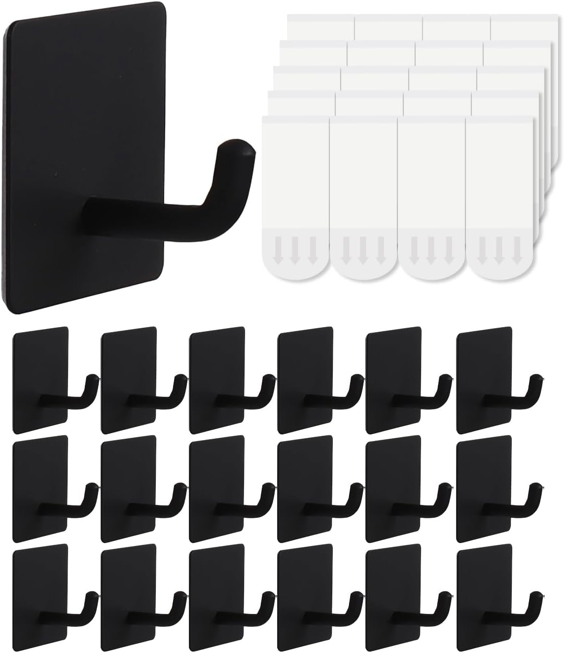 20 Pcs Towel Hooks with Removable Strips for Hanging, Adhesive Wall ...