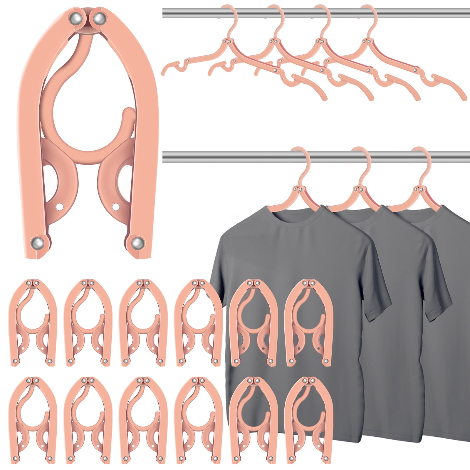 20 Pcs Travel Hangers Portable Foldable Travel Hanger Organizer ...