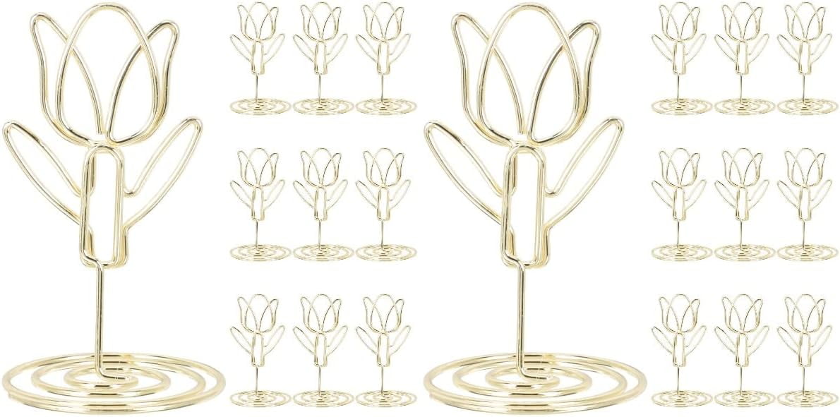 20 Pcs Tulip Table Number Holders Metal Place Card Holder Wedding Table ...