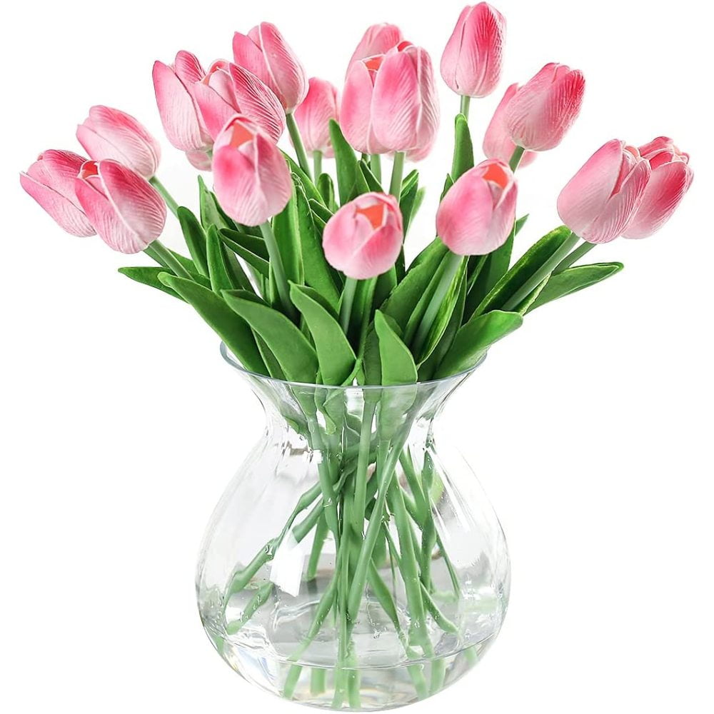20 Pcs Tulips Artificial Flowers Faux Tulip Stems Real Feel PU Tulips ...