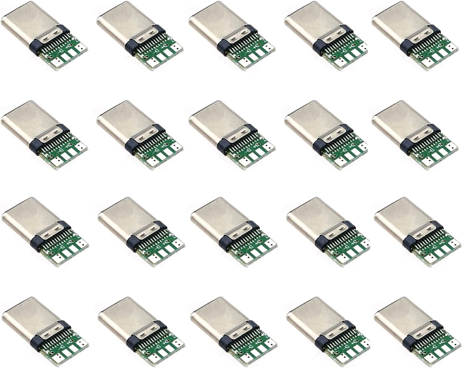 20 Pcs USB 3.1 Type C Male Plug Socket Connector with PCB Board 24 Pin ...