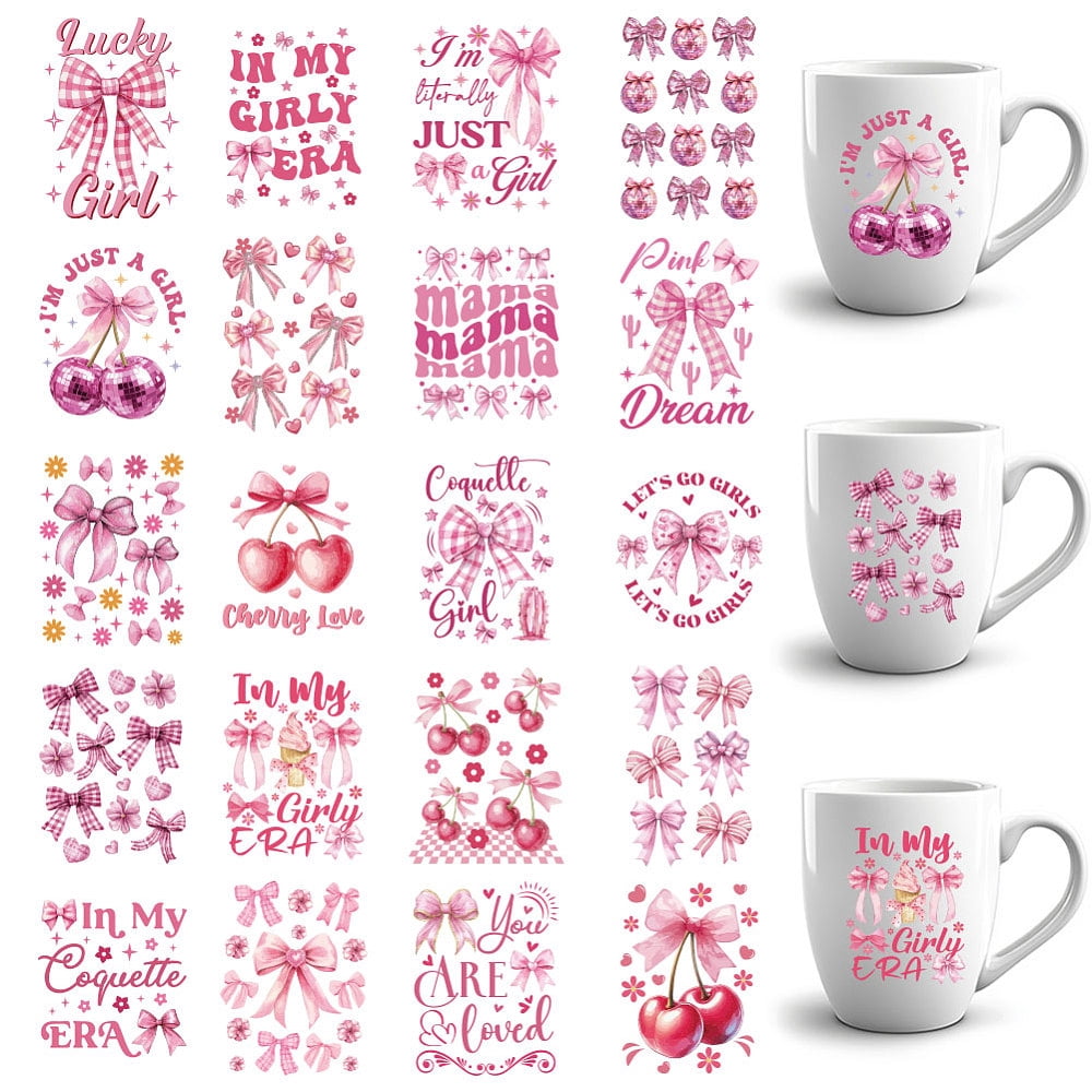 20 Pcs UV DTF Cup Wrap Transfer Stickers for 16OZ Glass Cups 1.6x2.2 ...