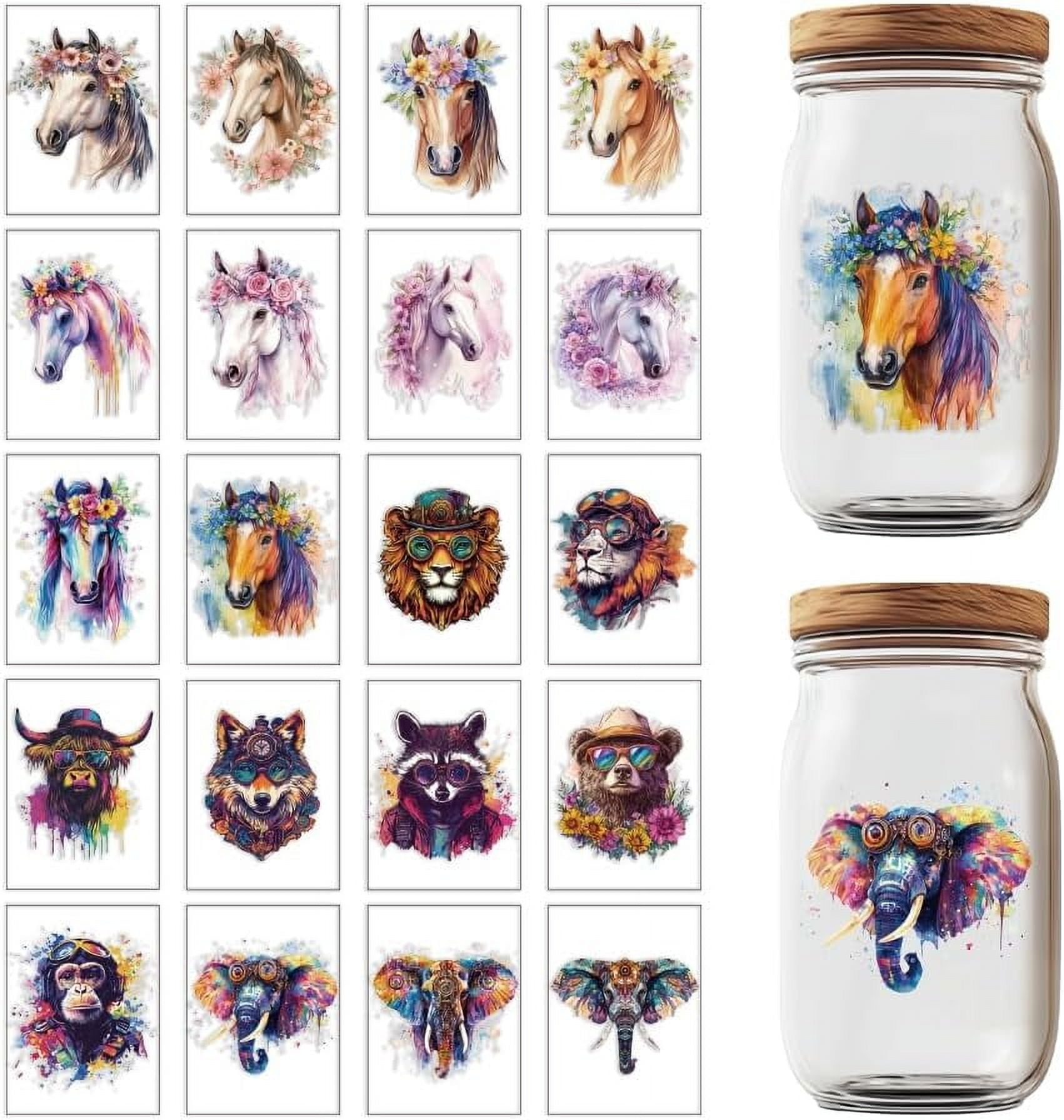 20 Pcs UV DTF Cup Wraps Wild Animal Themed Cup Wraps Decal Waterproof ...