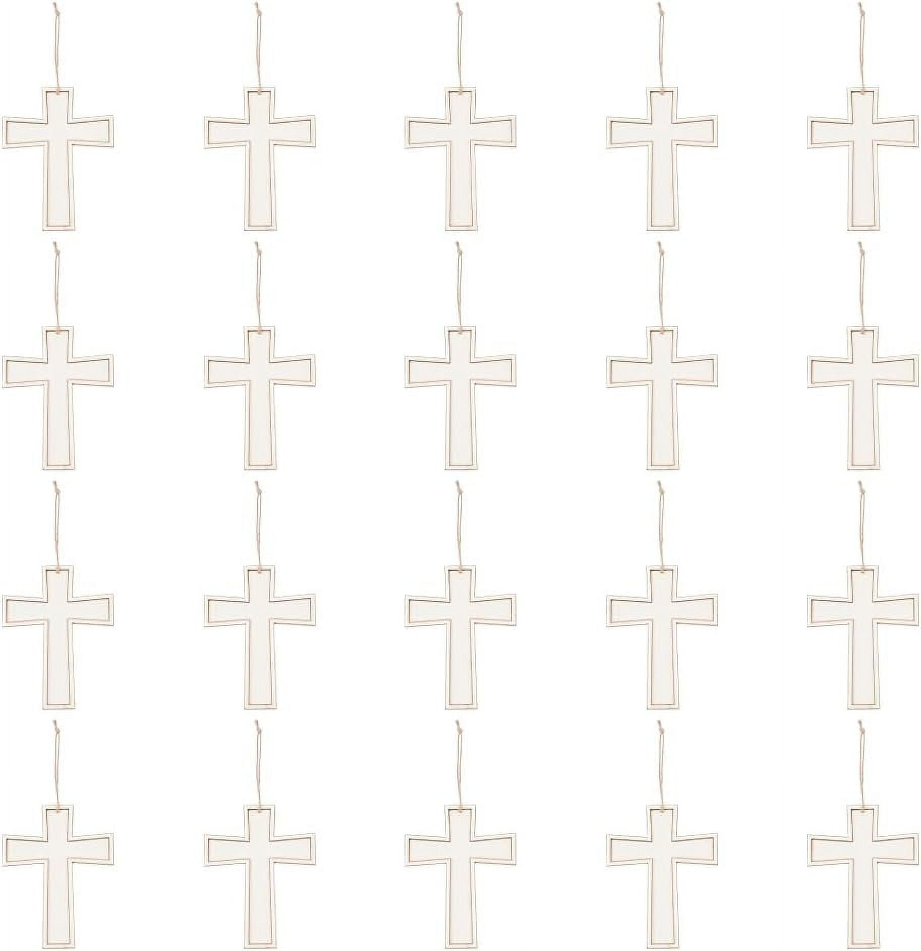 20 Pcs Unfinished Cross Cutout 187mm(7.36inch) Total Long Floral White ...