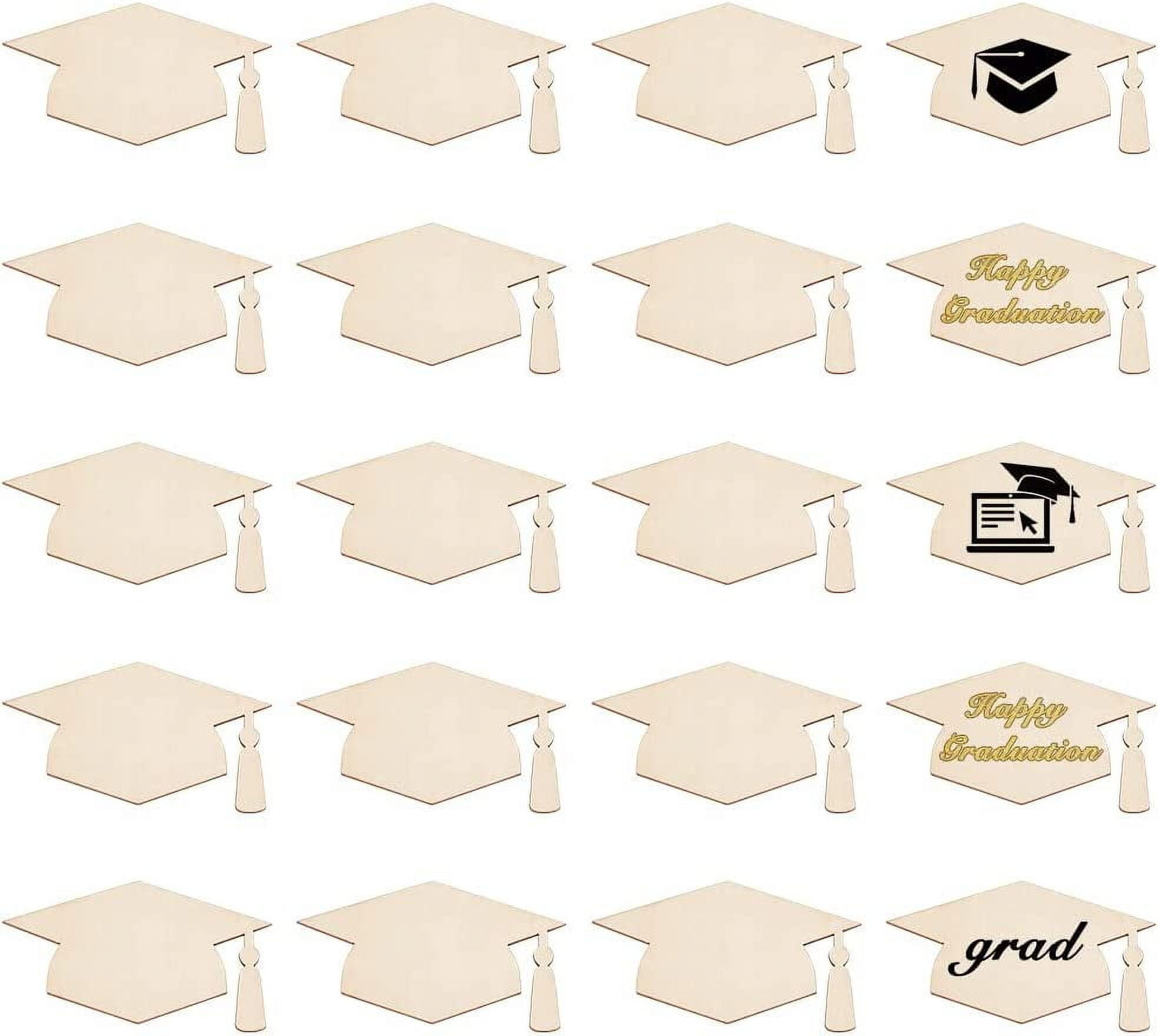 20 Pcs Unfinished Wooden Graduation Cap Cut Graduation Cap Shaped ...