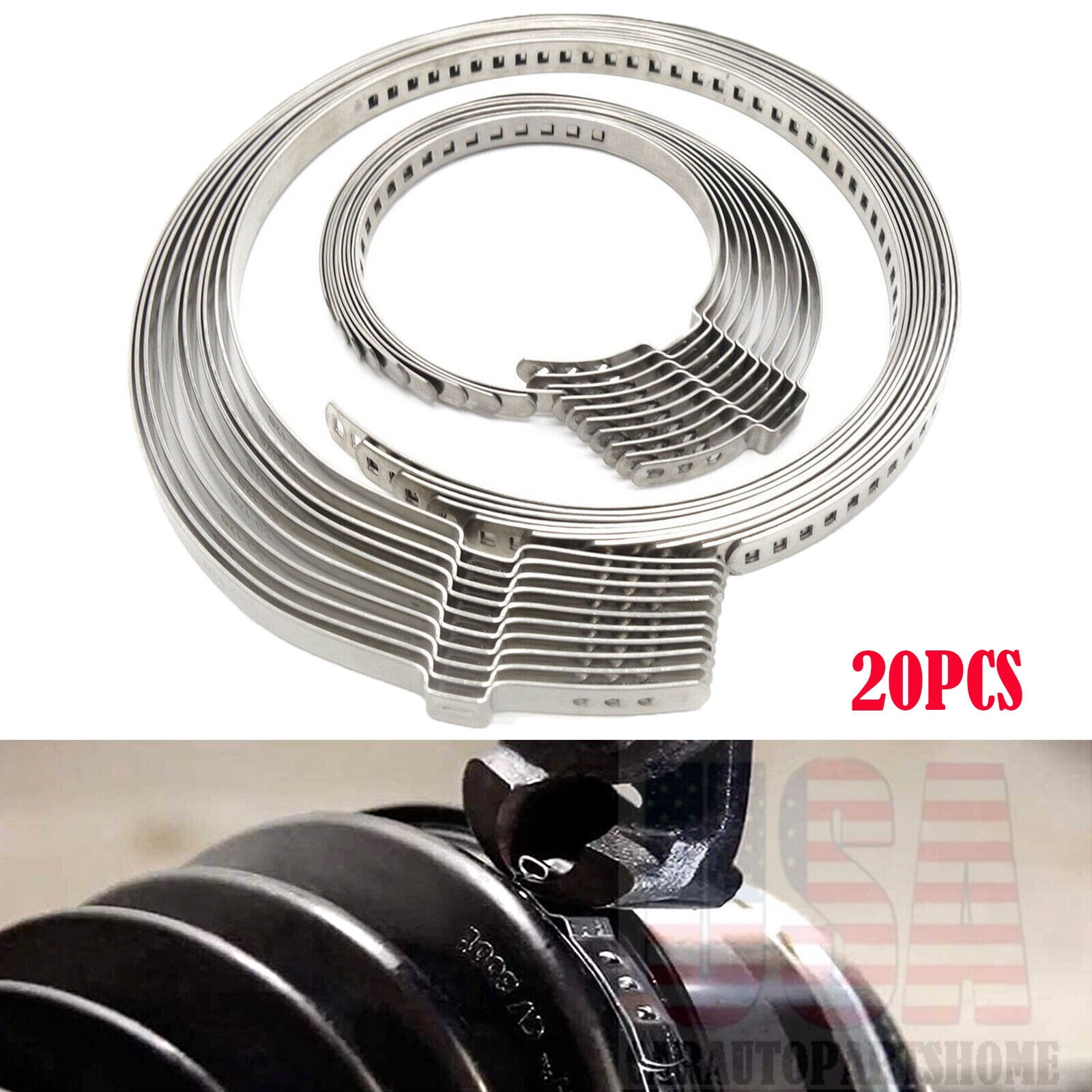 20 Pcs Universal Adjustable Axle CV Joint Boot Crimp Clamps Large ...