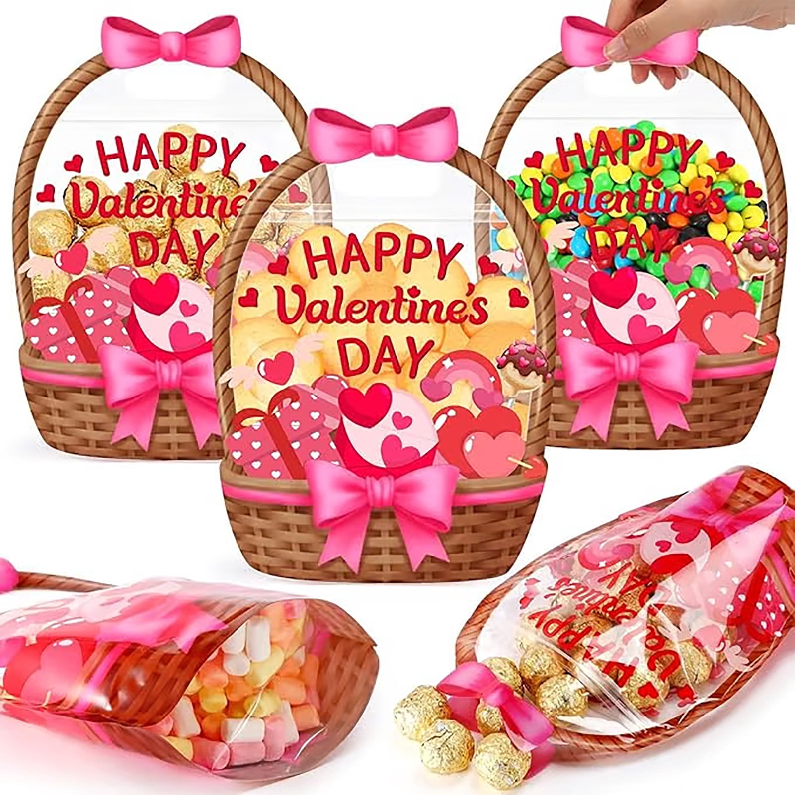20 Pcs Valentine's Day Gift Bags Heart Basket Treat Bags with Handles ...