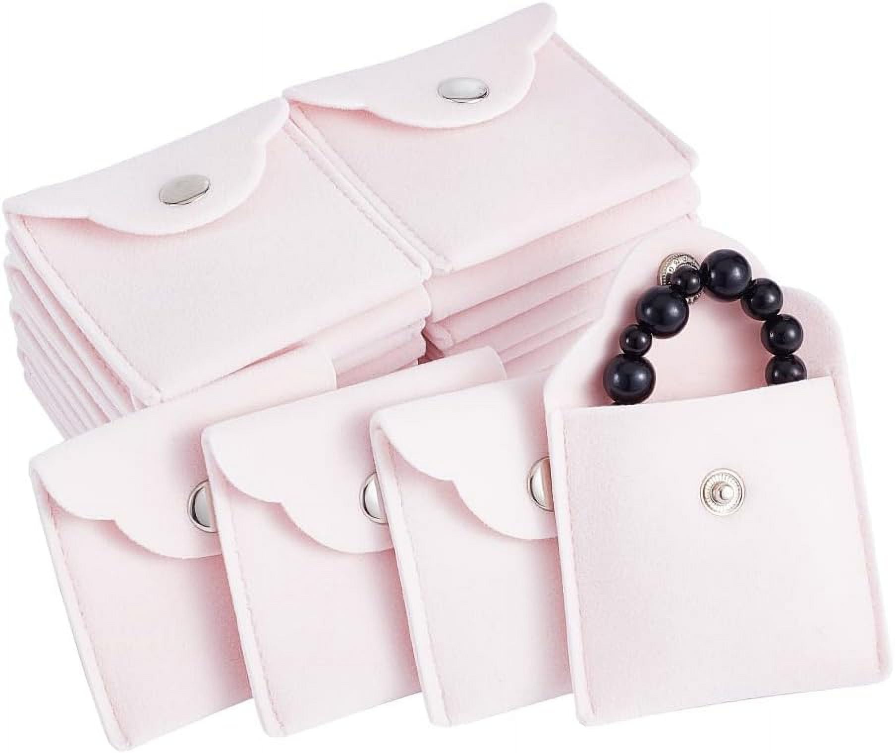 20 Pcs Velvet Jewelry Pouches with Snap Button Misty Rose Velvet ...