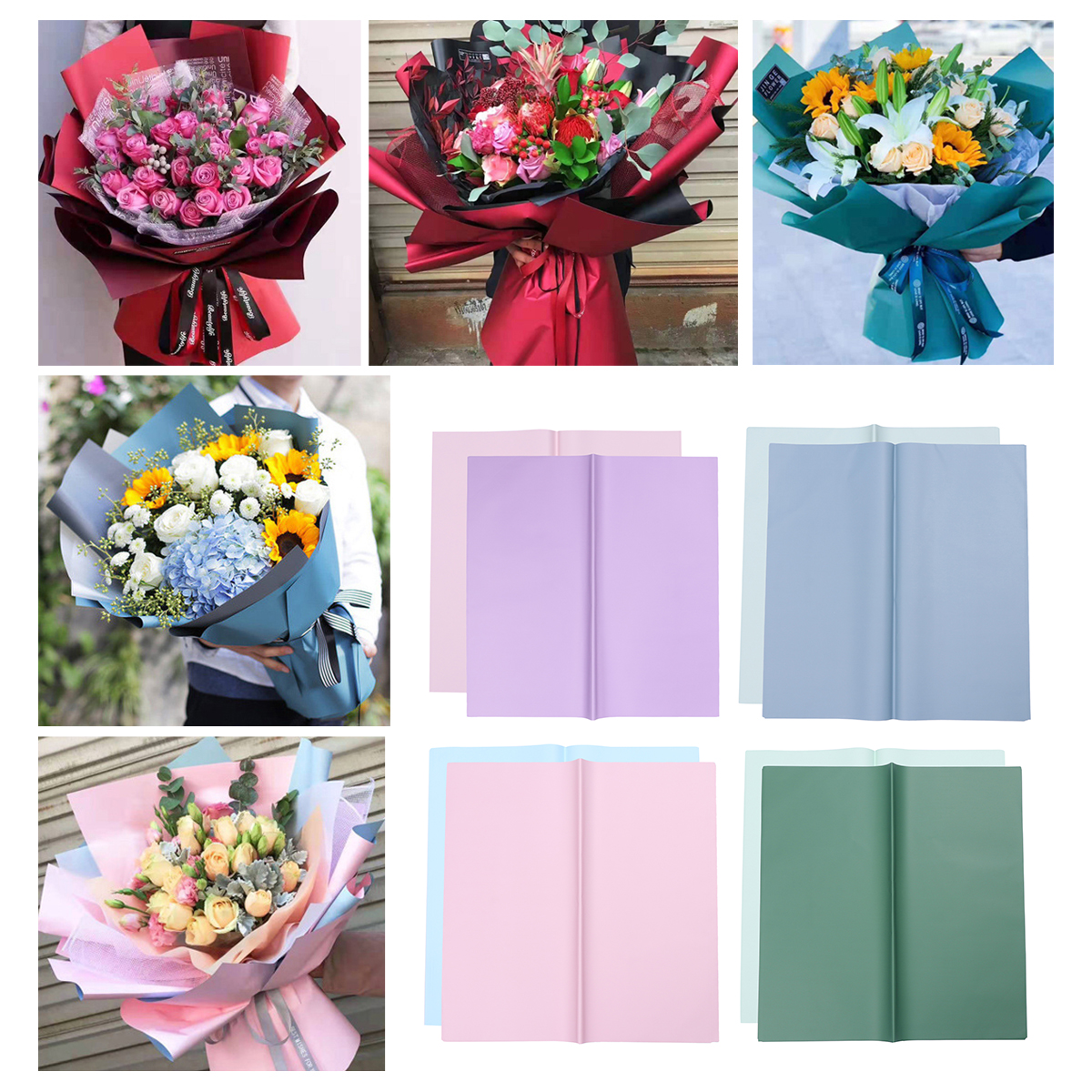 20 Pcs Waterproof Paper Bags Flower Gift Wrap Lightweight Wrapping ...