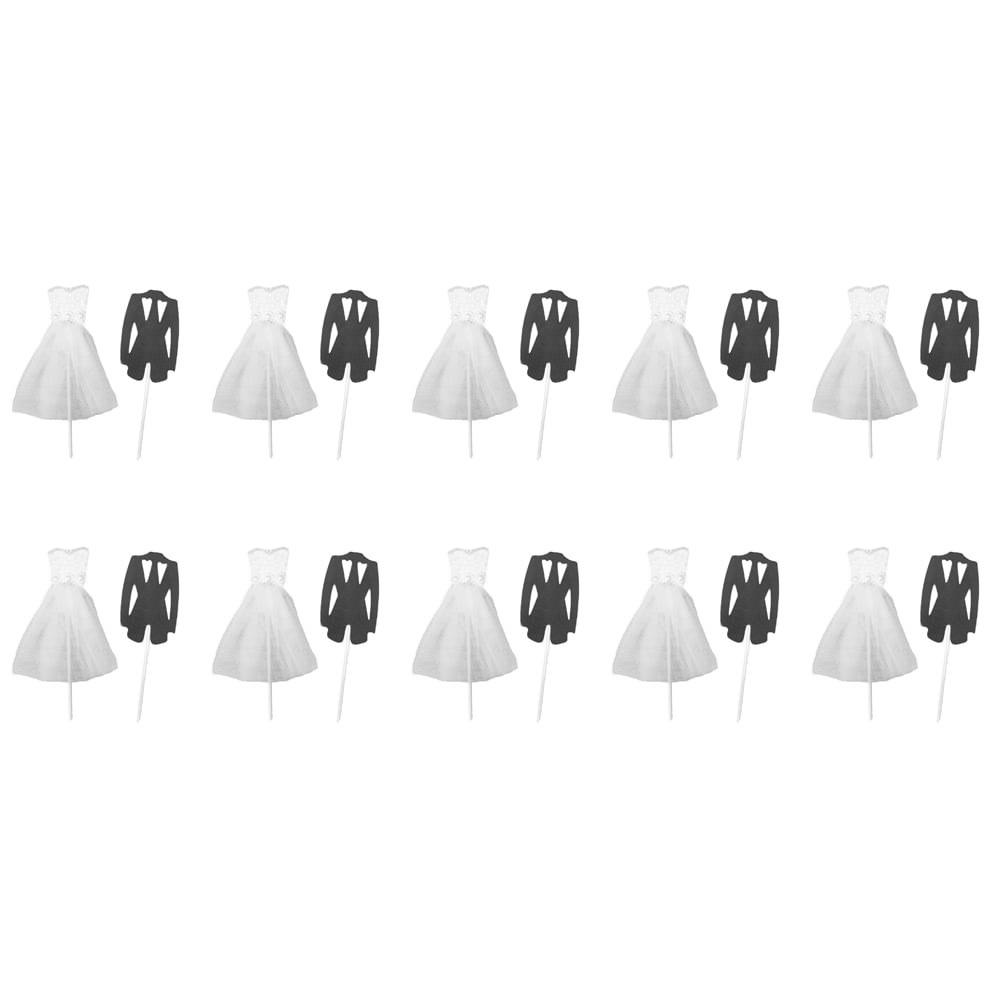 20 Pcs Wedding Dress Dessert Decoration Insert Paper Cups Cupcake Picks ...