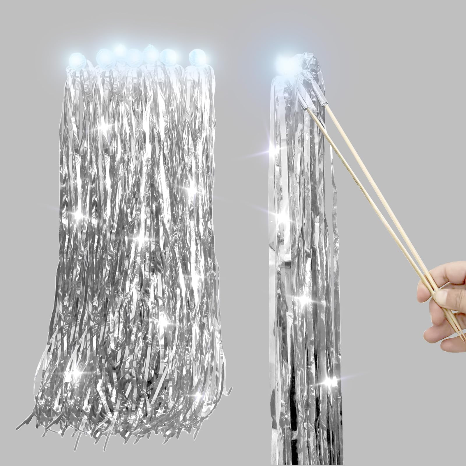 20 Pcs Wedding Wands Metallic Foil Christmas Tinsel Sticks with Bells ...
