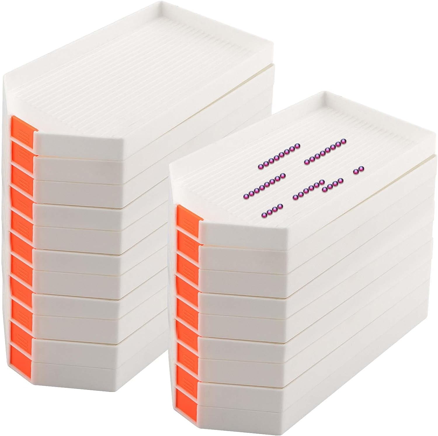 20 Pcs White Diamond Trays Painting with Funnel Insert, Large Plastic ...