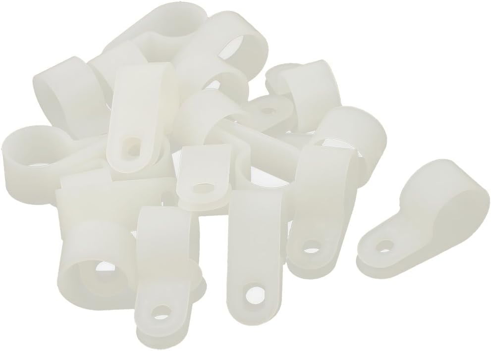 20 Pcs White Nylon R Type Cable Clip Clamp for 15mm Dia Wire Hose Tube ...
