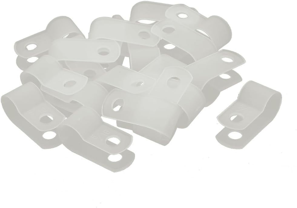 20 Pcs White Nylon R Type Cable Clip Clamp for 8.4mm Dia Wire Hose Tube ...