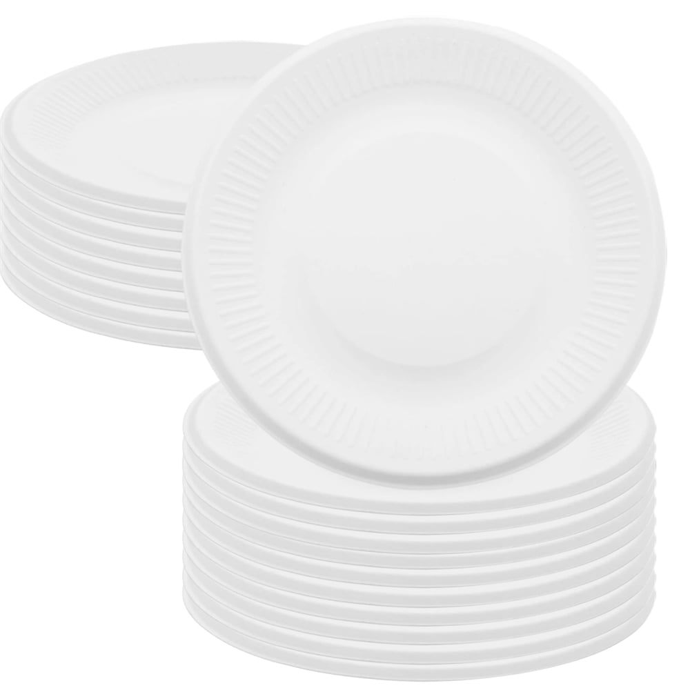 20 Pcs White Pulp Food Plates 9 in Disposable Paper Cake Dessert Tray ...